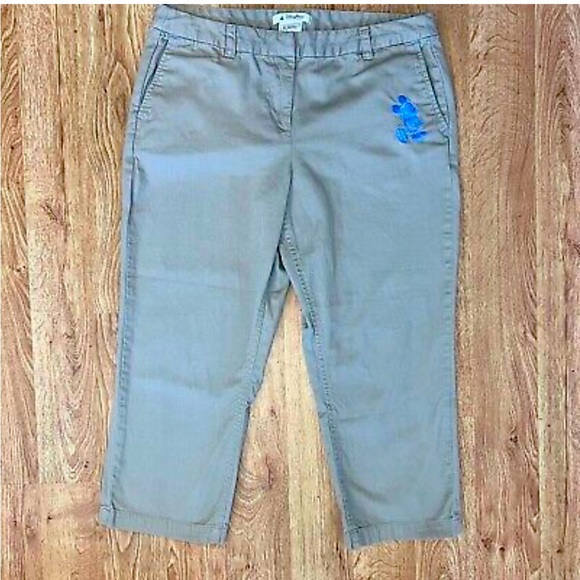 Disney | Pants & Jumpsuits | Disney Parks Mickey Mouse Khaki Capri ...